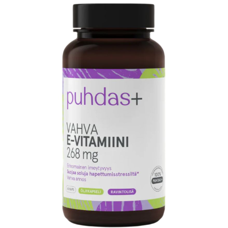 Puhdas+ E-vitamiini 268 mg | Tehokas antioksidanttinen suoja 💛