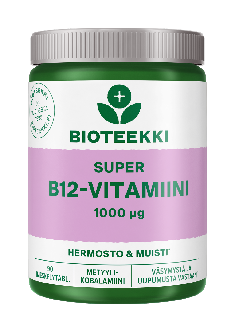 Bioteekki Super B12-vitamiini 1000 mikrog | Vadelmanmakuinen