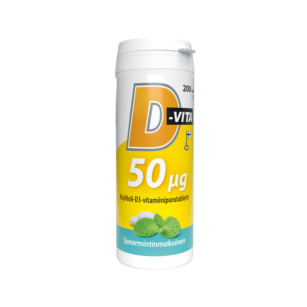 D-Vita 50 µg Spearmint | Pureskeltava D-vitamiini aikuisille 🌿