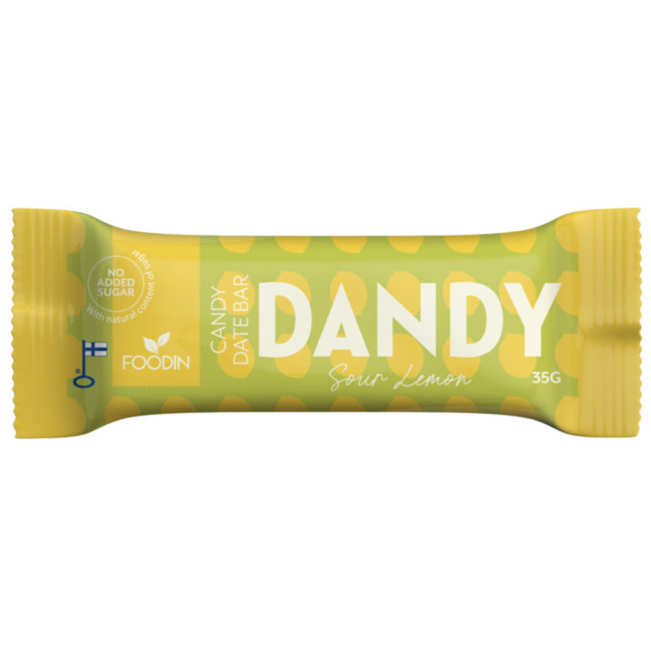 Foodin Dandy Candy Date Bar Sour Lemon | Karkkitaatelipatukka 🍋