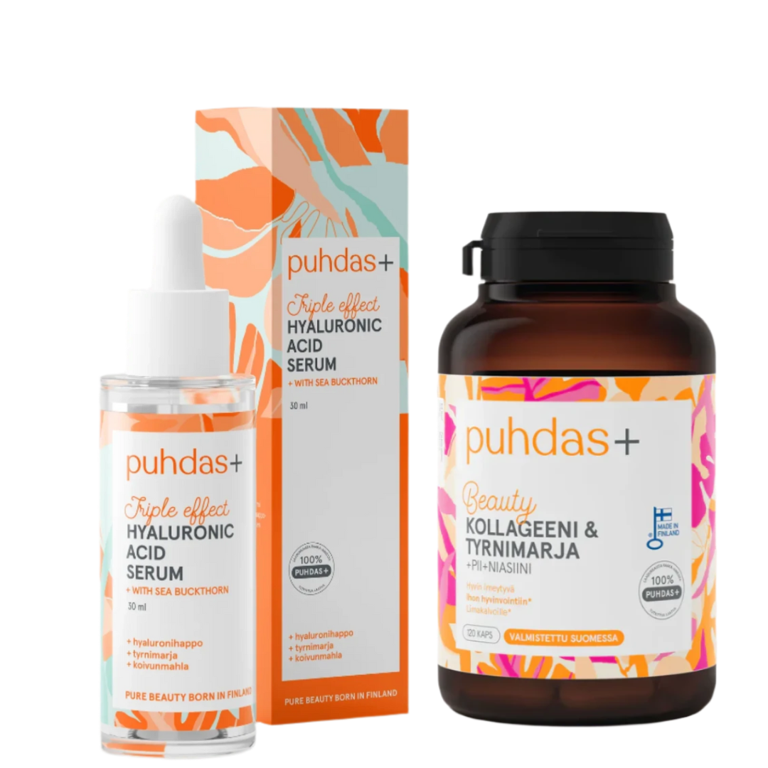 Puhdas+ Lahjapakkaus Kollageeni & Hyaluronihappo Tyrni 🧡