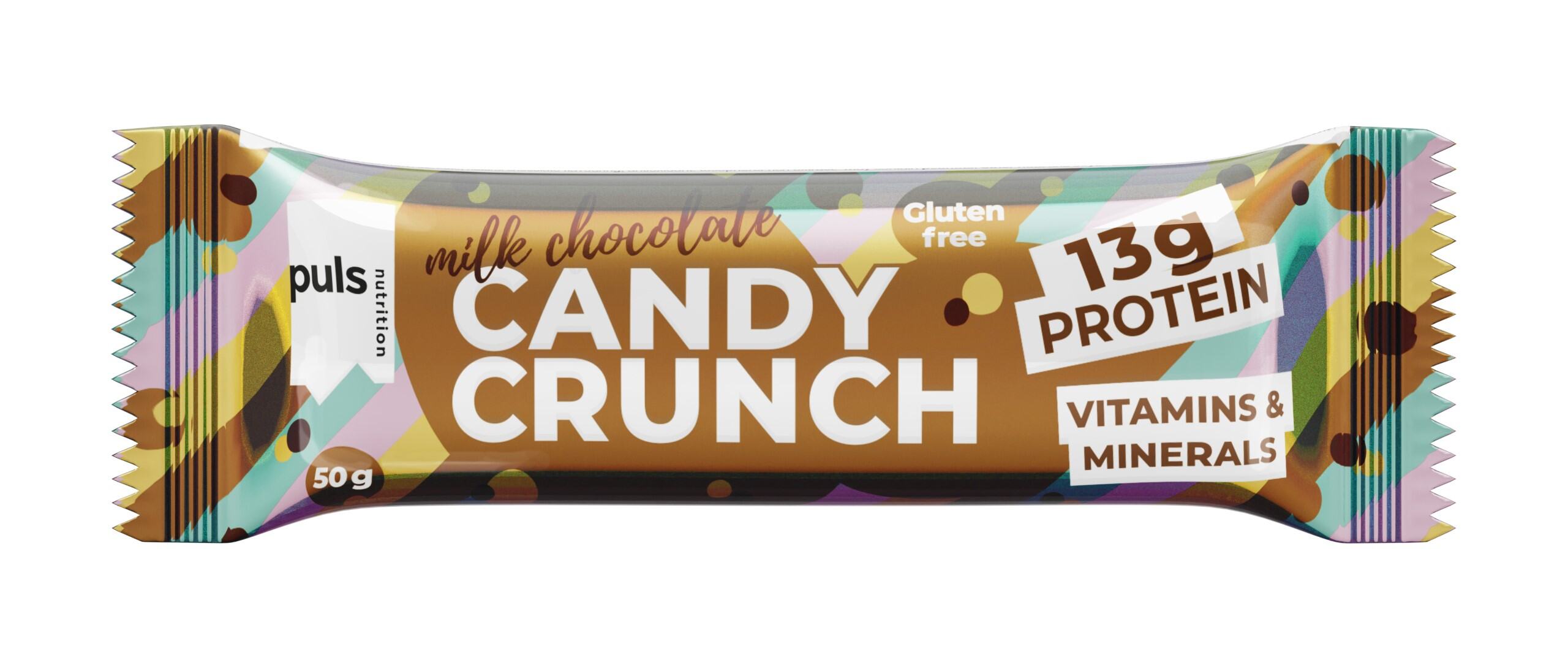 Puls Candy Crunch Maitosuklaa | Vitaminoitu proteiinipatukka