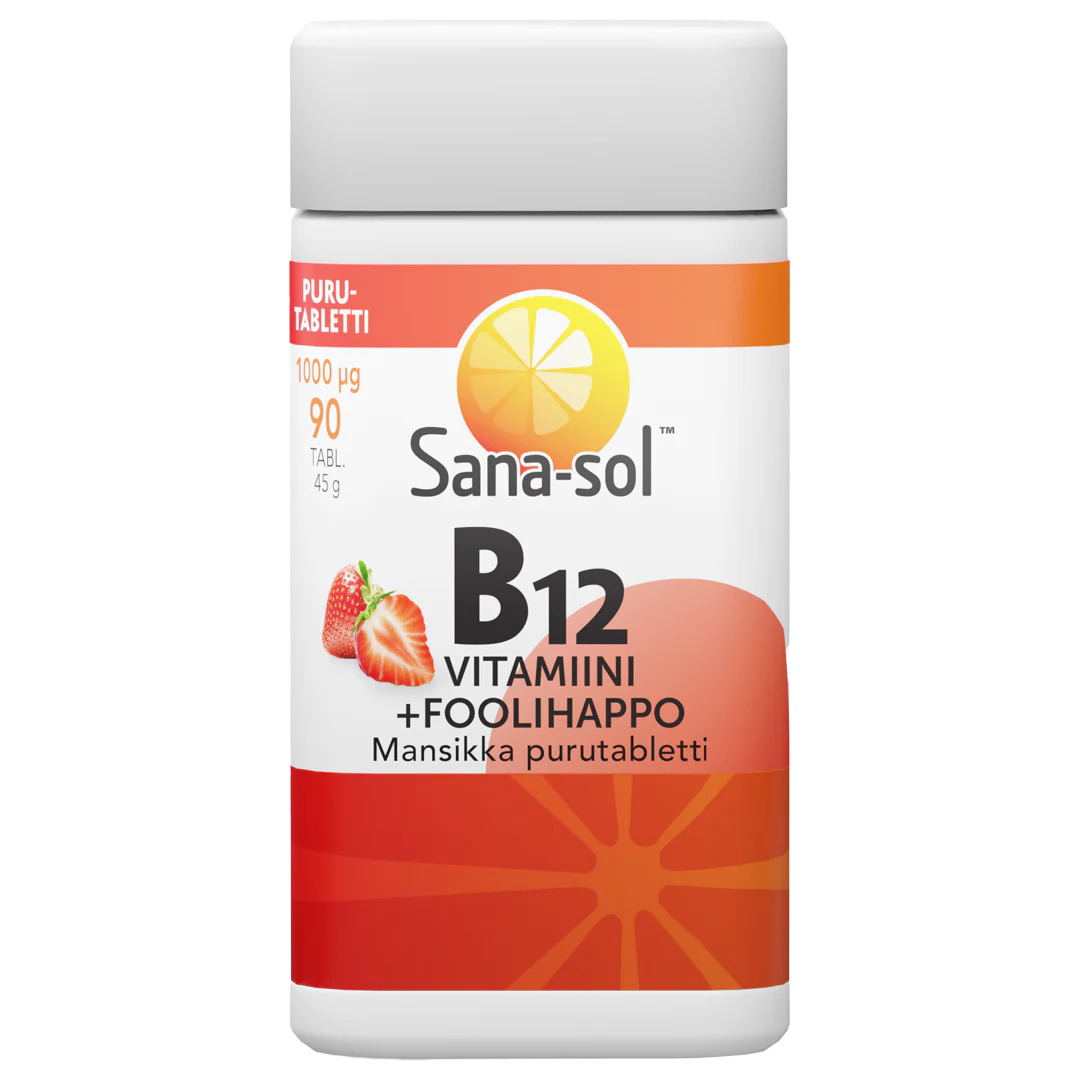 Sana-sol B12-vitamiini + Foolihappo | Mansikanmakuisena 🍓