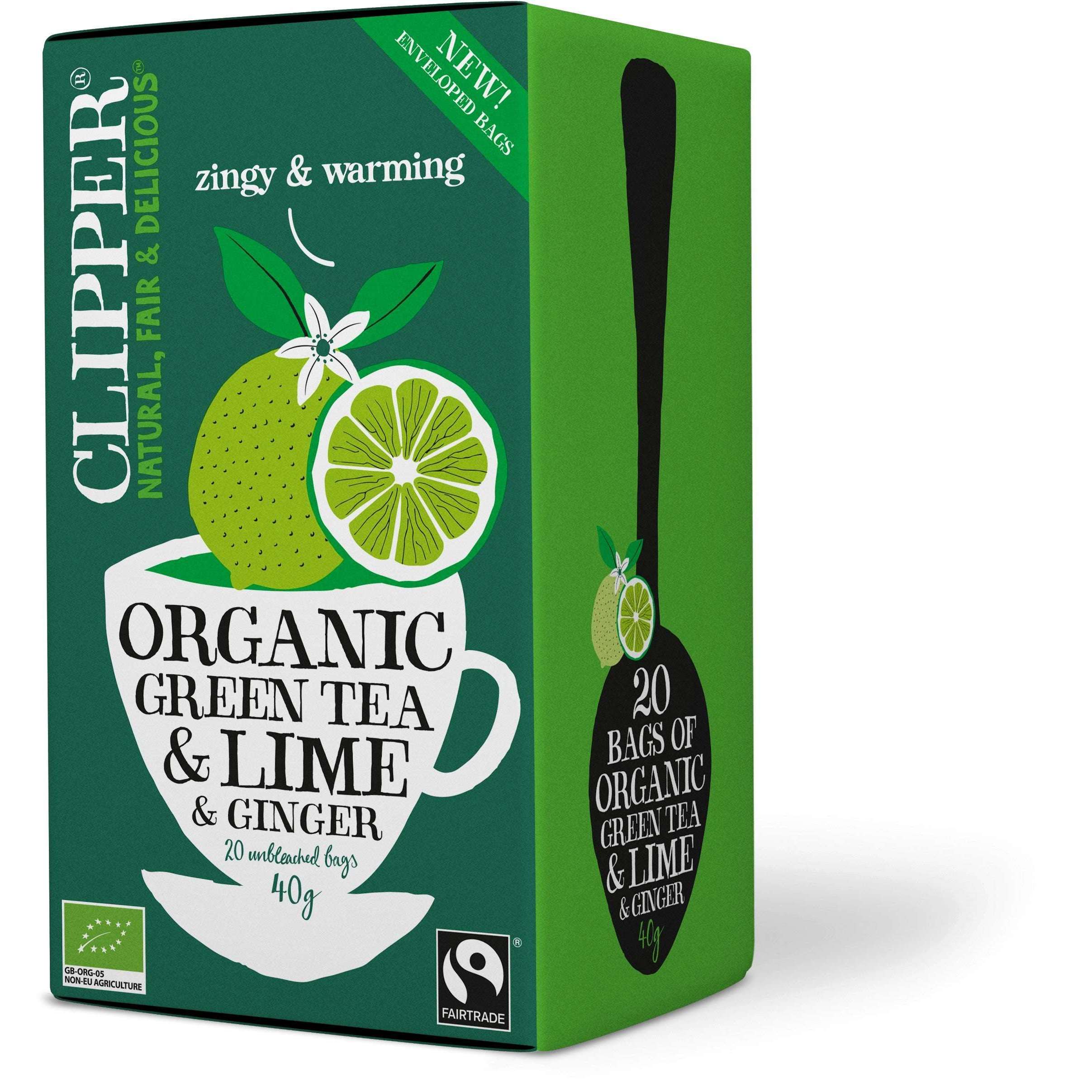 Clipper Luomu Vihreä Lime & Inkivääri tee – Raikas maku
